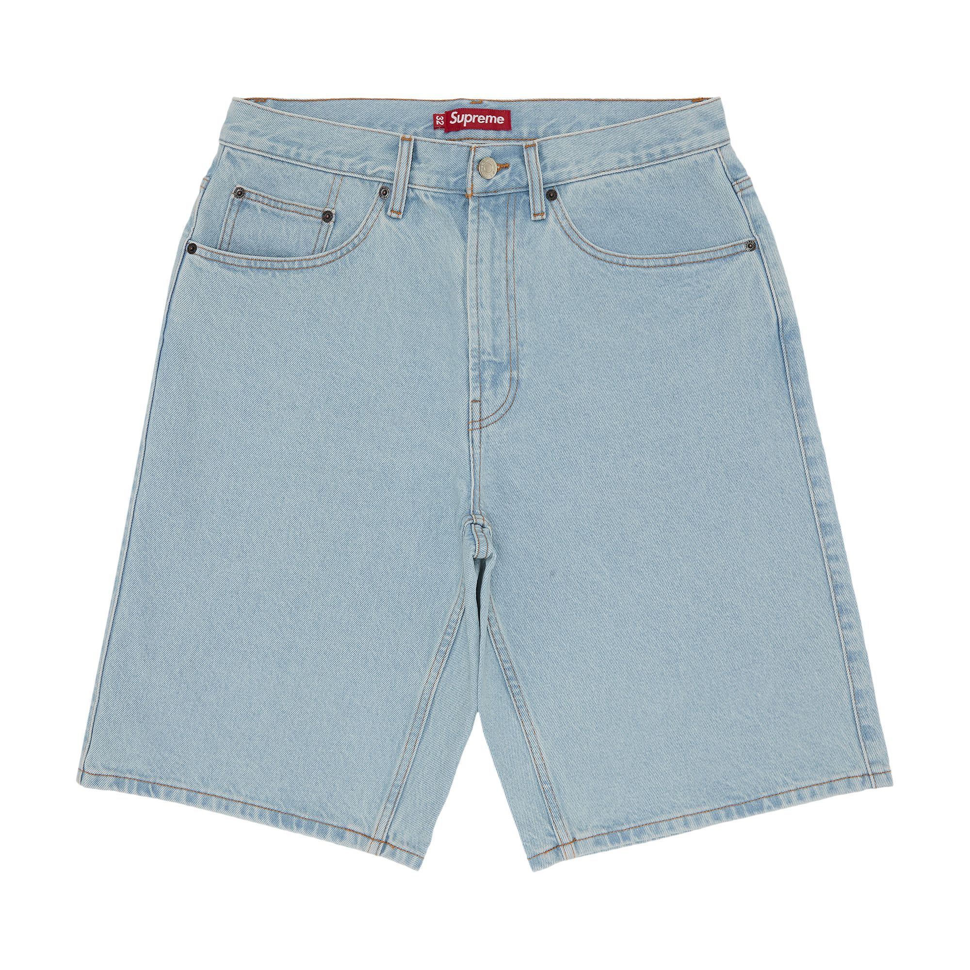 Supreme Frayed Patchwork Denim Shorts - Blue | Editorialist