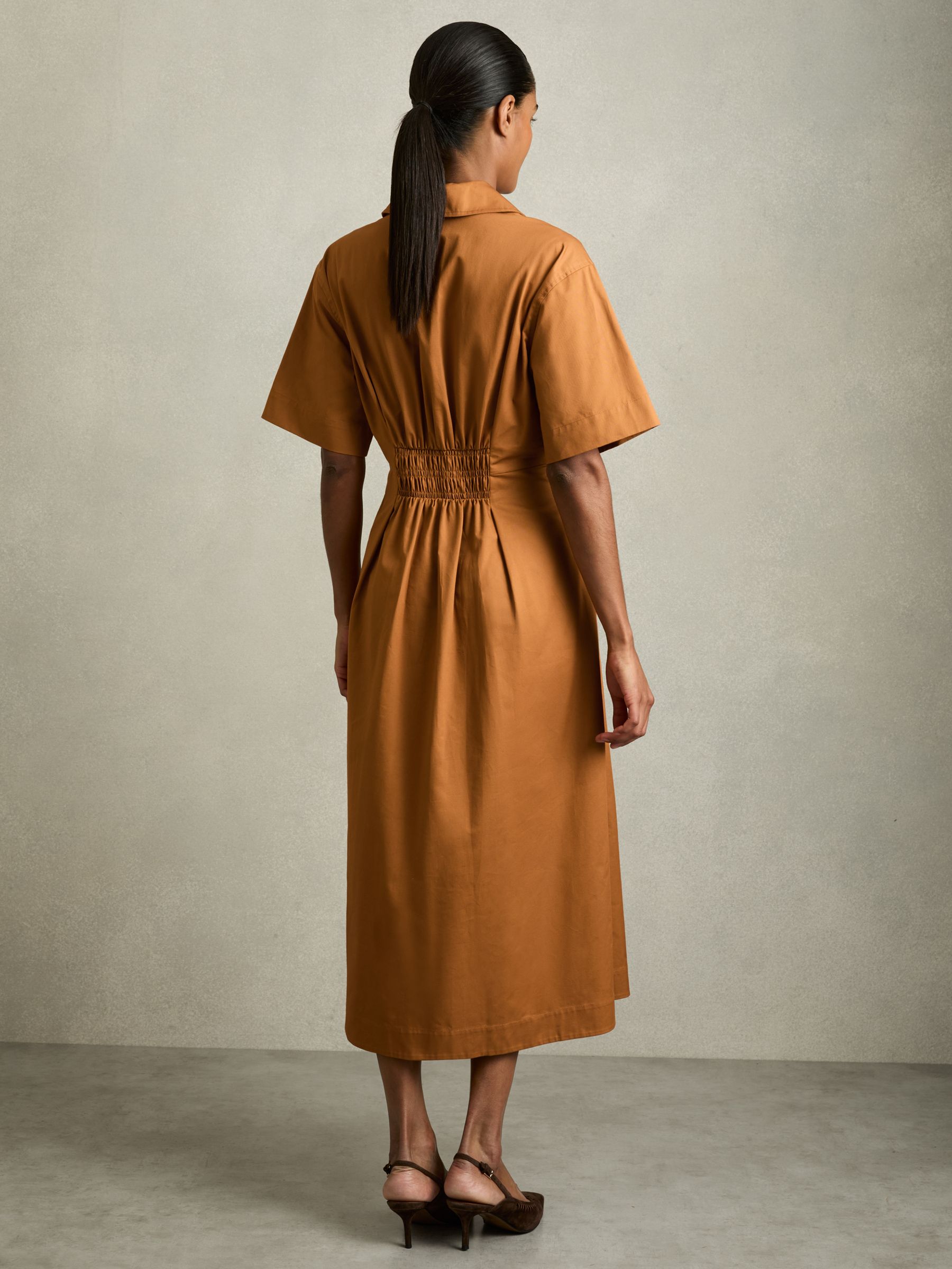 aimie cotton blend utility belted midi dress in stone Reiss Aimie Cotton-Blend Belted Midi Dress In Stone - 81% Off