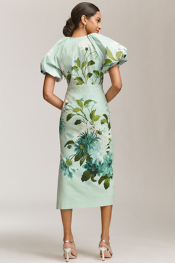 Bhldn Long-Sleeve High-Neck Floral A-Line Mini Dress In White Dahlia - 30%  Off | Editorialist