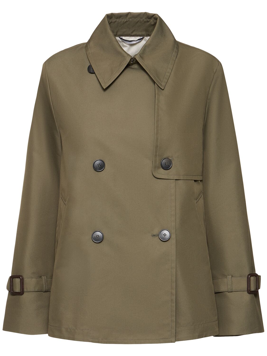 Max Mara Biglia Gabardine Short Trench Coat - Khaki