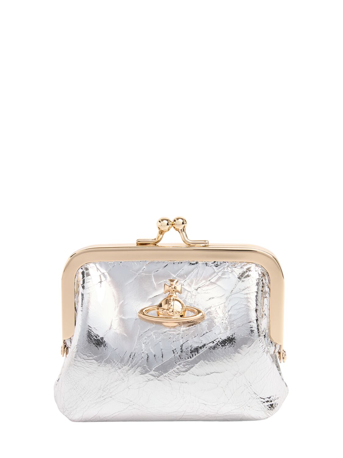 Vivienne Westwood Frame Metallic Crinkled Coin Purse Silver