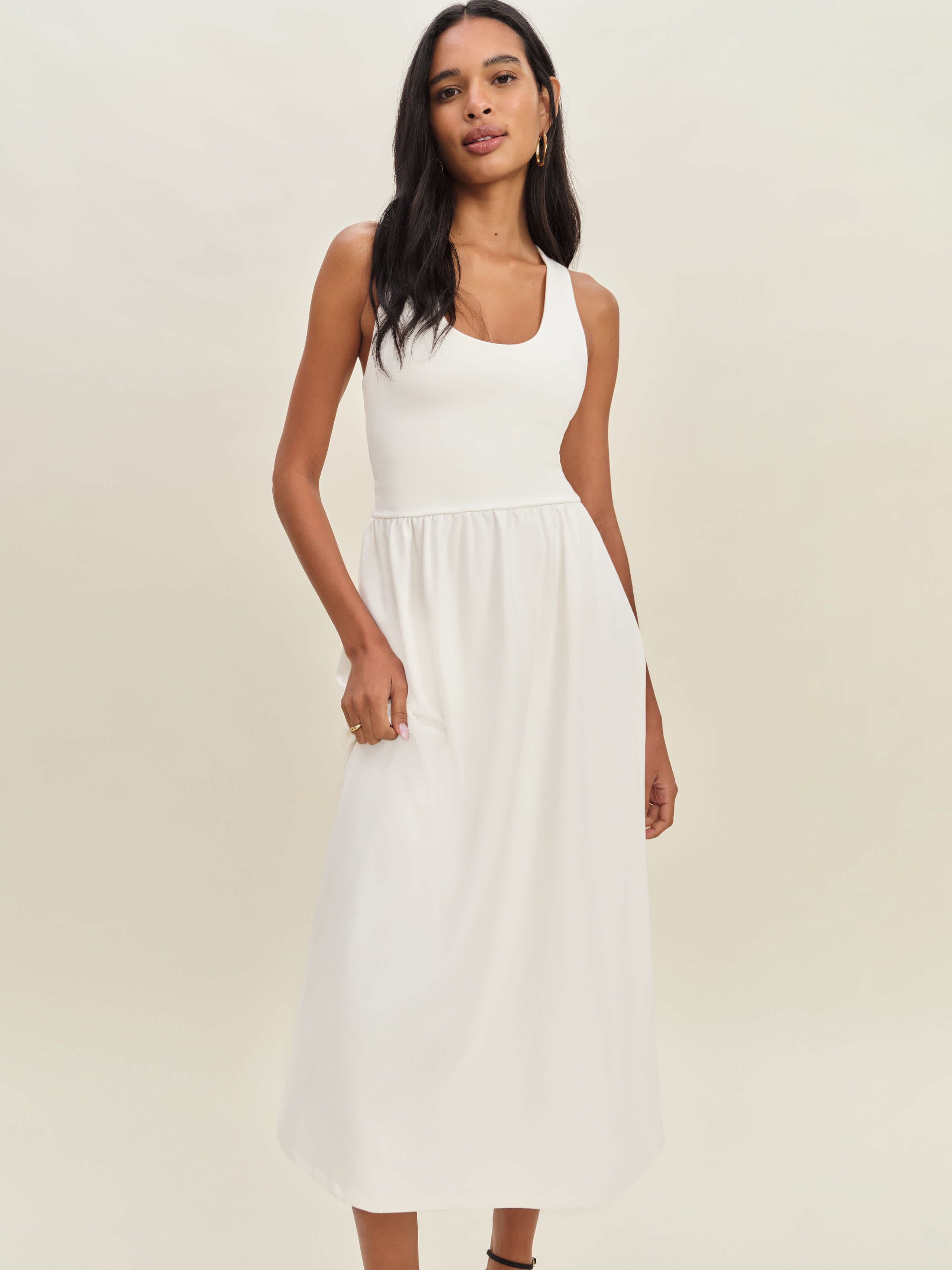 Reformation Walker Knit Midi Dress - Fior Di Latte | Editorialist
