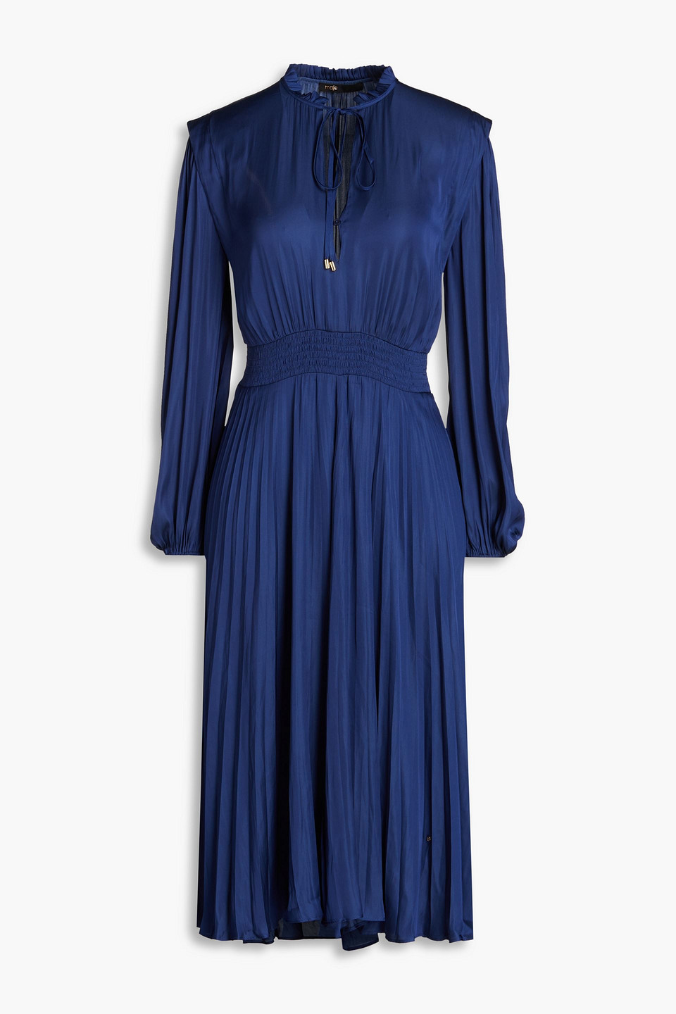 Maje Pleated And Embroidered Dress In Black - 40% Off