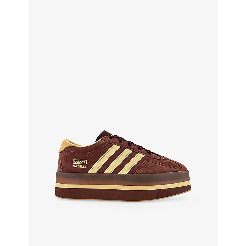 adidas Gazelle Stack Suede Trainers - Fox Brown Orange Tint GU