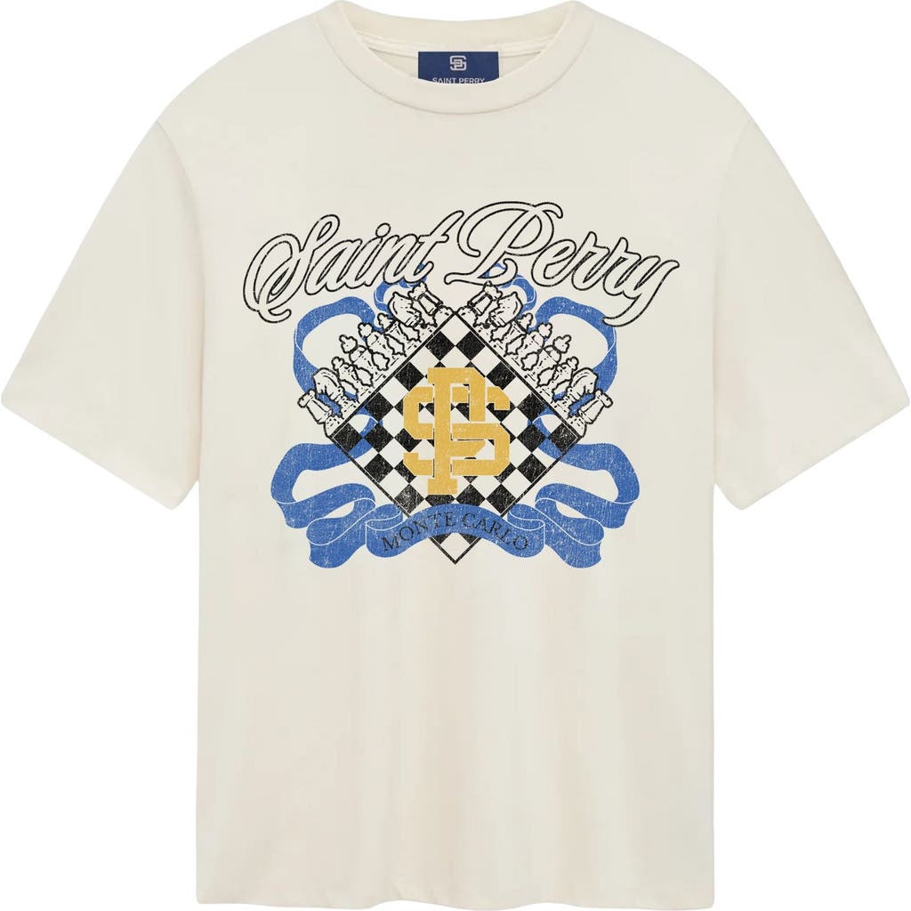 Saint Perry Monte Carlo Chess Crest T-Shirt - Off-Hite | Editorialist