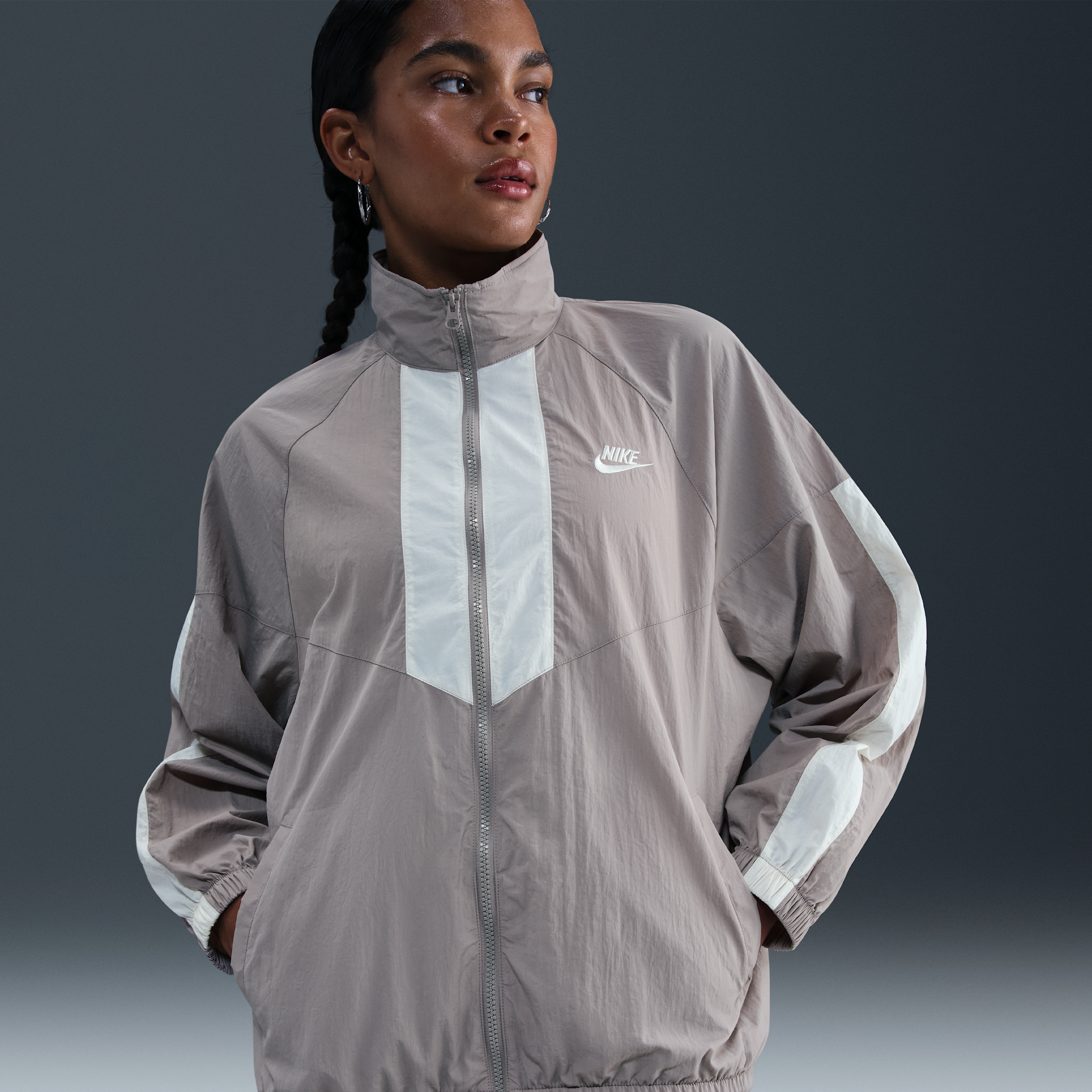 Nike Sportswear Windrunner Oversized Jacket In Grey - 30% Off