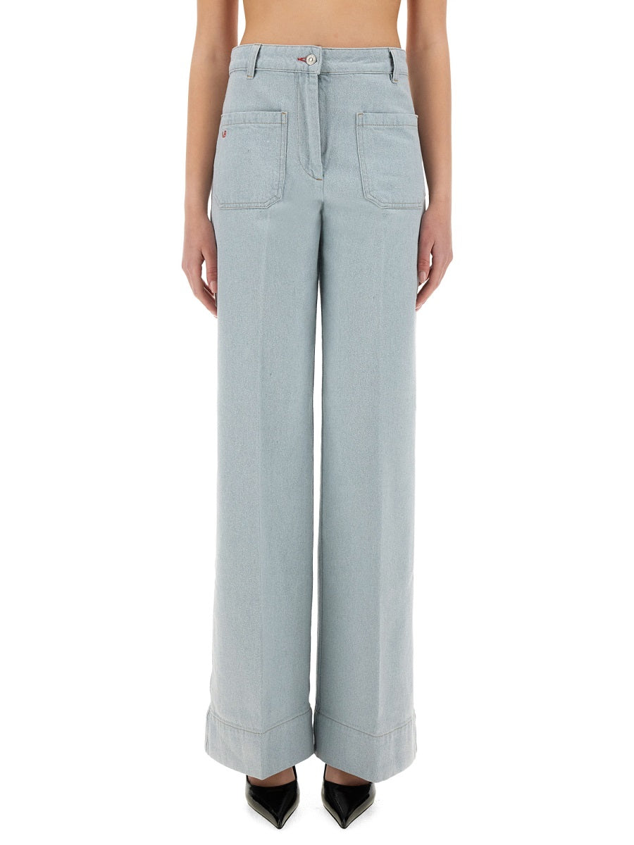 Victoria Beckham Alina Wide Leg Jeans - Baby Blue - 12% Off | Editorialist