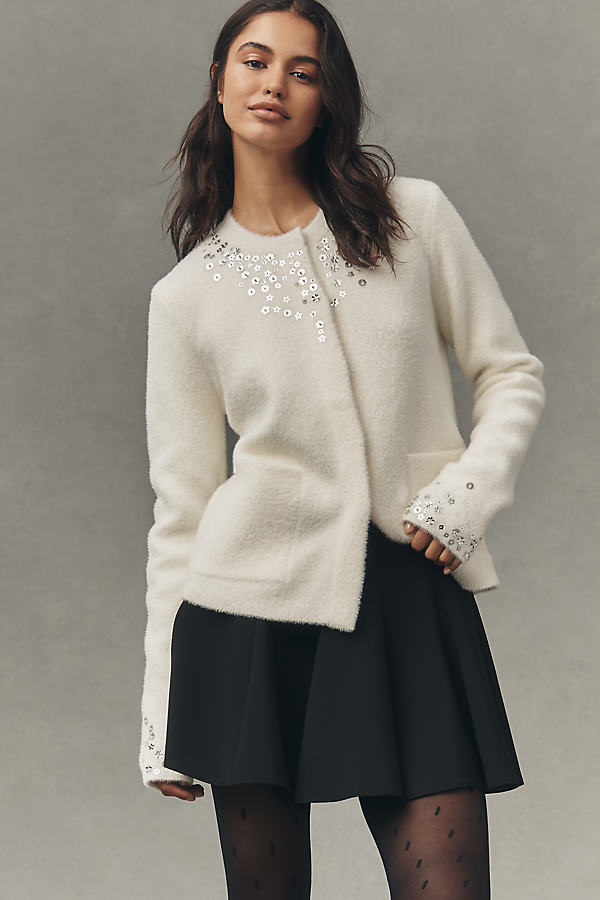 Nvlt Sequin-Embellished Knit Lady Jacket - Ivory | Editorialist