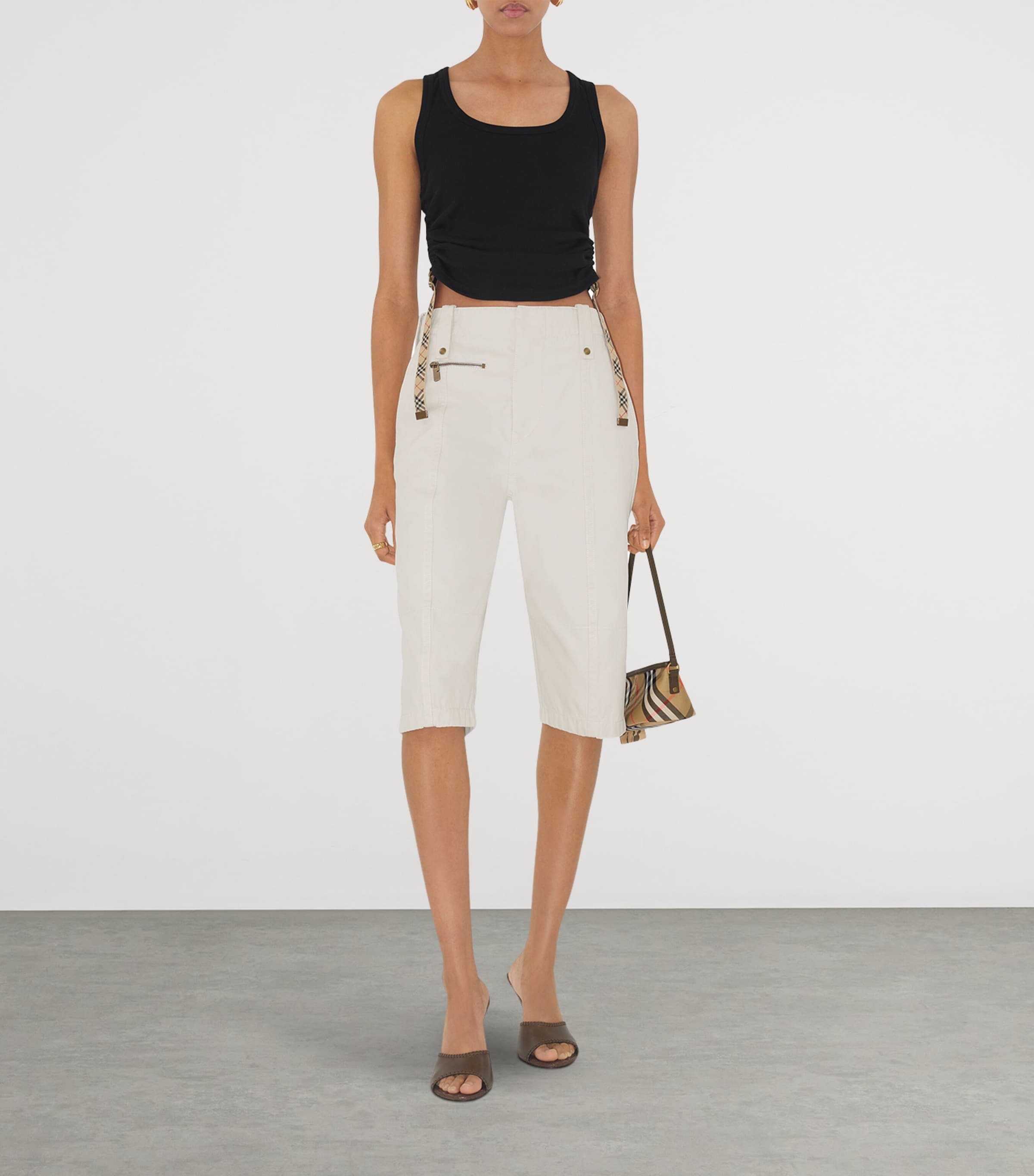 BURBERRY Cotton-Blend Gathered Tank Top