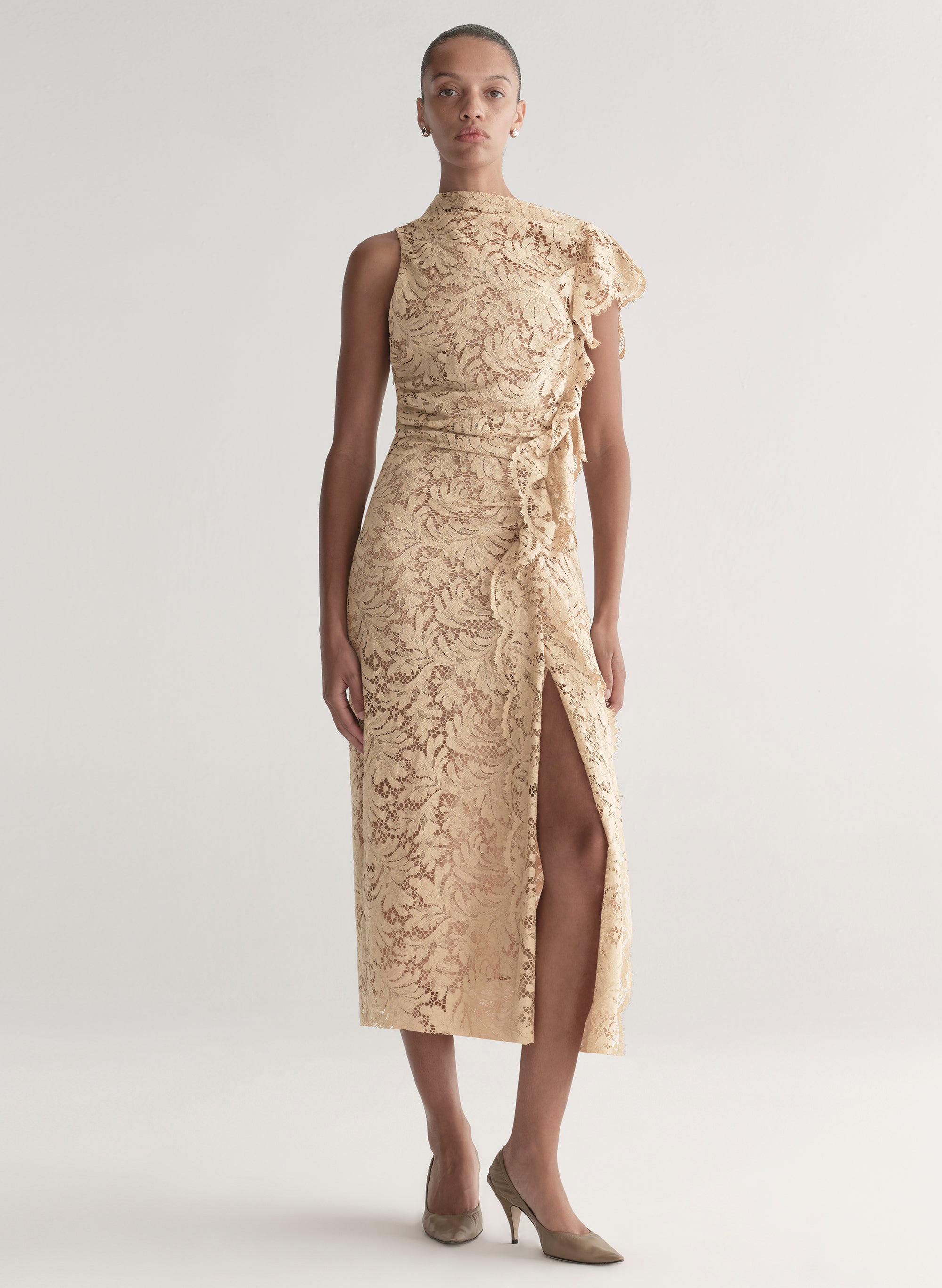 A.L.C. Women's Astrid Lace Midi Dress in Beige, Size 0