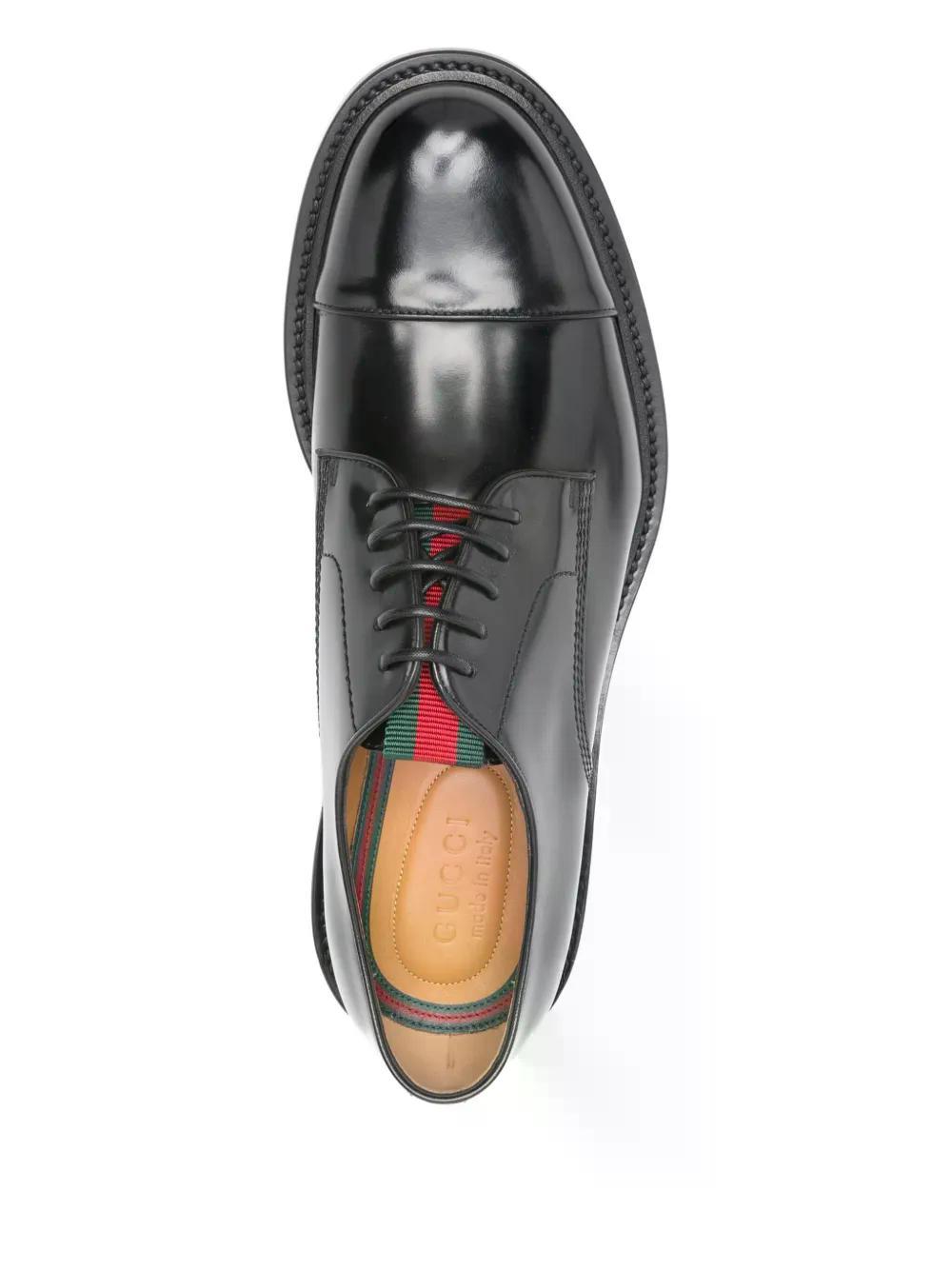 Gucci Leather Derby Shoes - Black | Editorialist