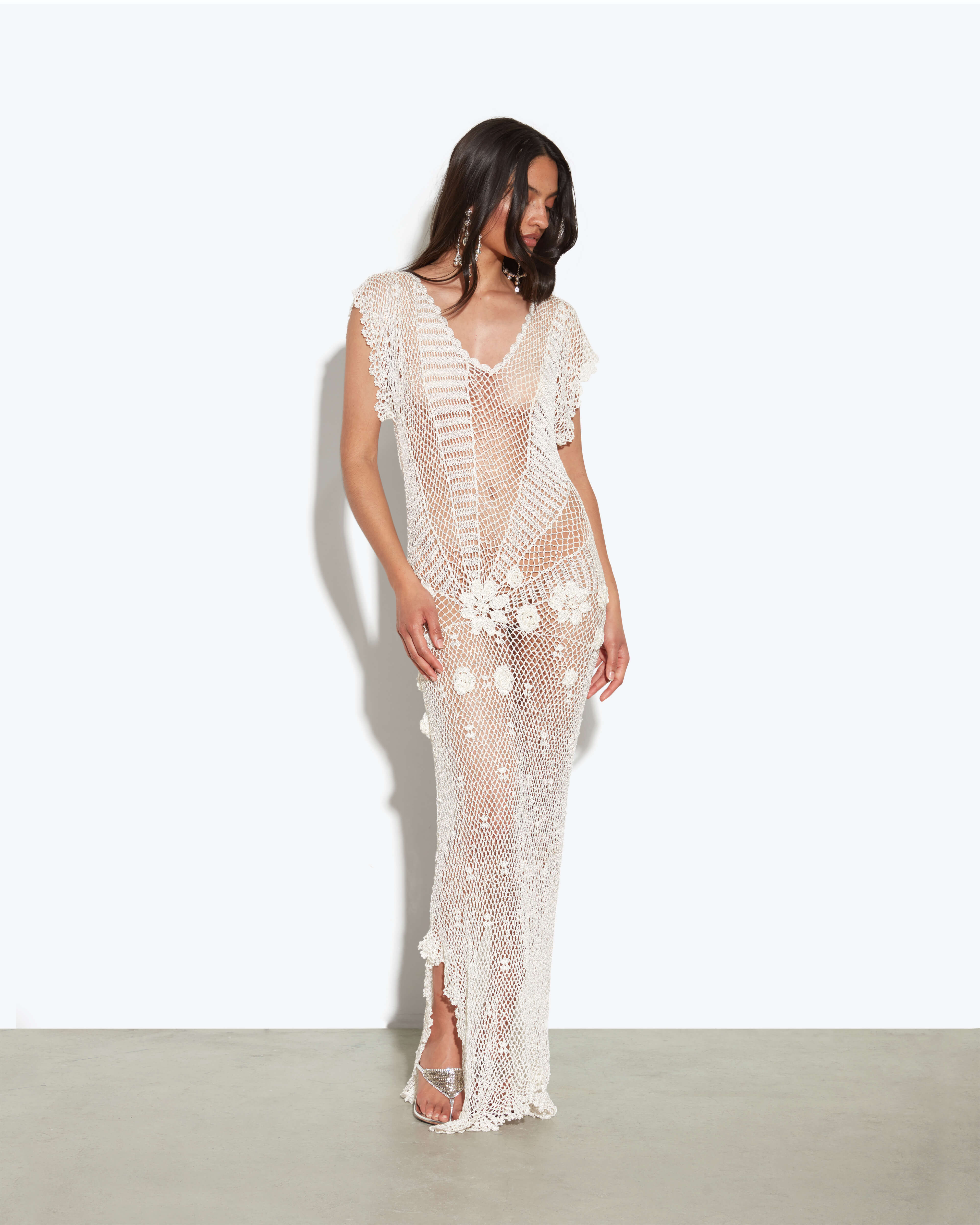 Rat & Boa Flores Crochet Maxi Dress In White | Editorialist Rat & Boa Flores Crochet Maxi Dress In White | Editorialist