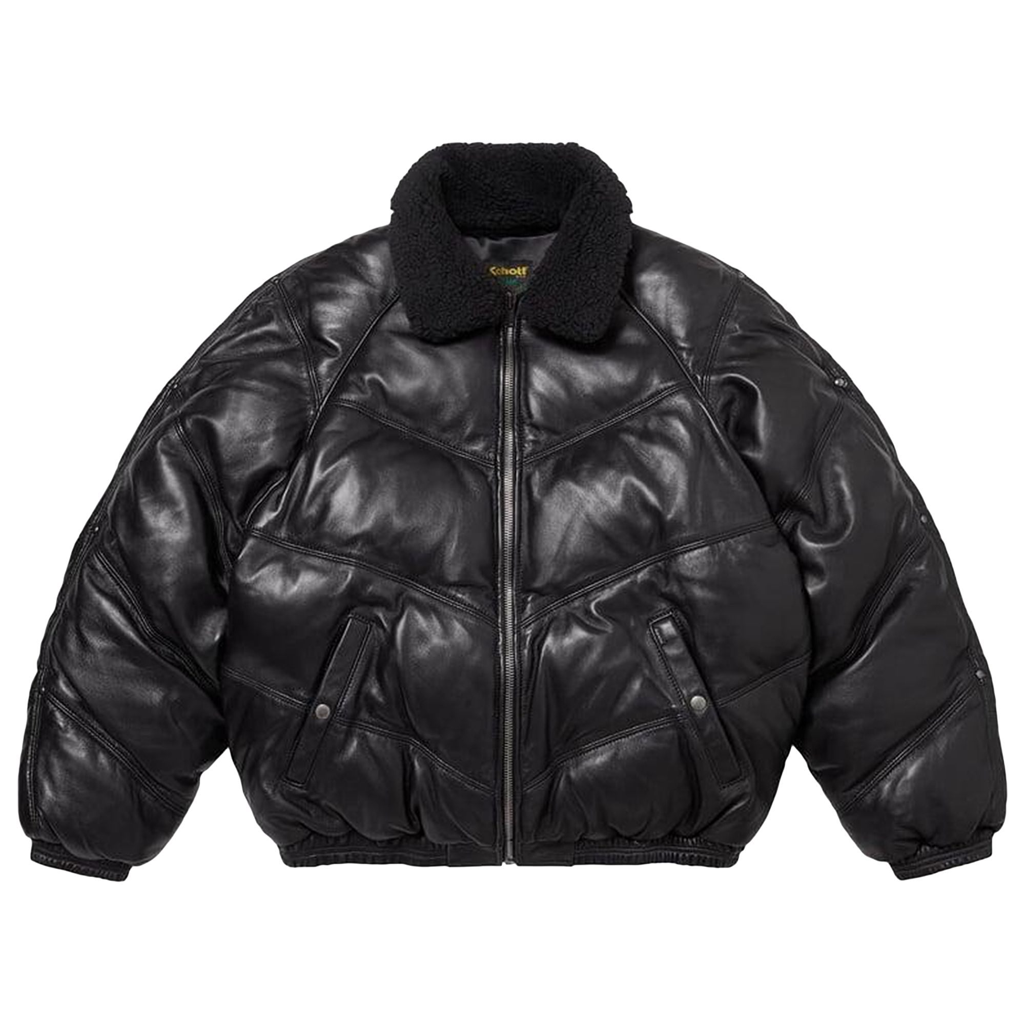 Supreme Leather Yoke Puffer Jacket - White | Editorialist