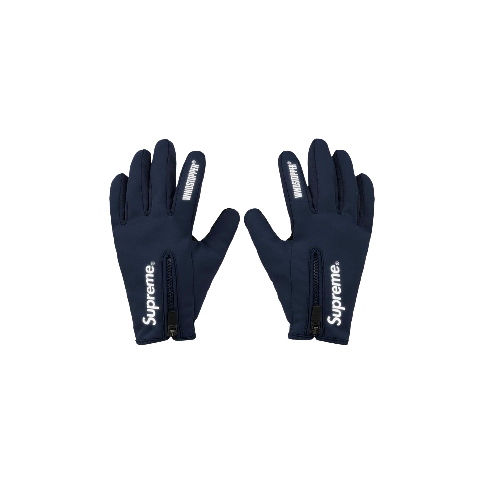 Supreme WINDSTOPPER® Zip Gloves Navy M Supreme Windstopper Zip Gloves - Blue | Editorialist