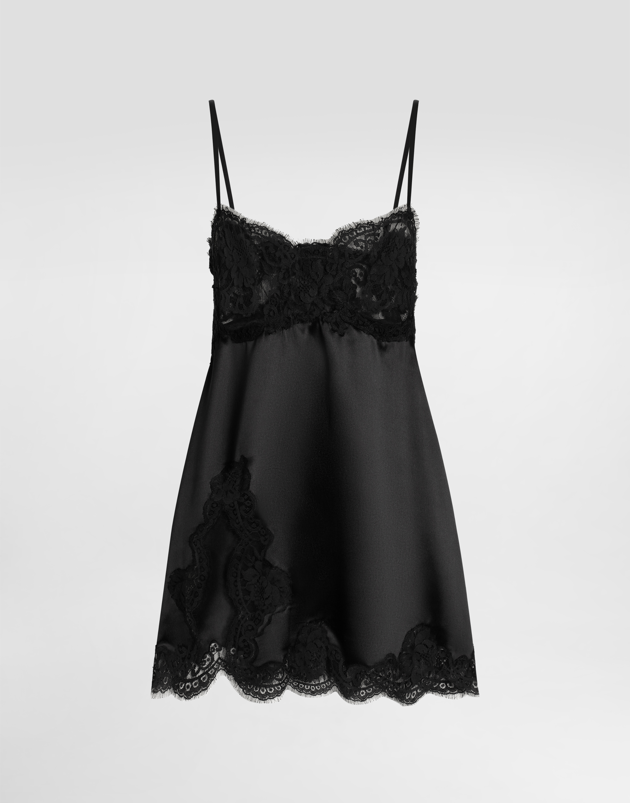 Dolce & Gabbana Satin And Lace Slip Dress - Black | Editorialist
