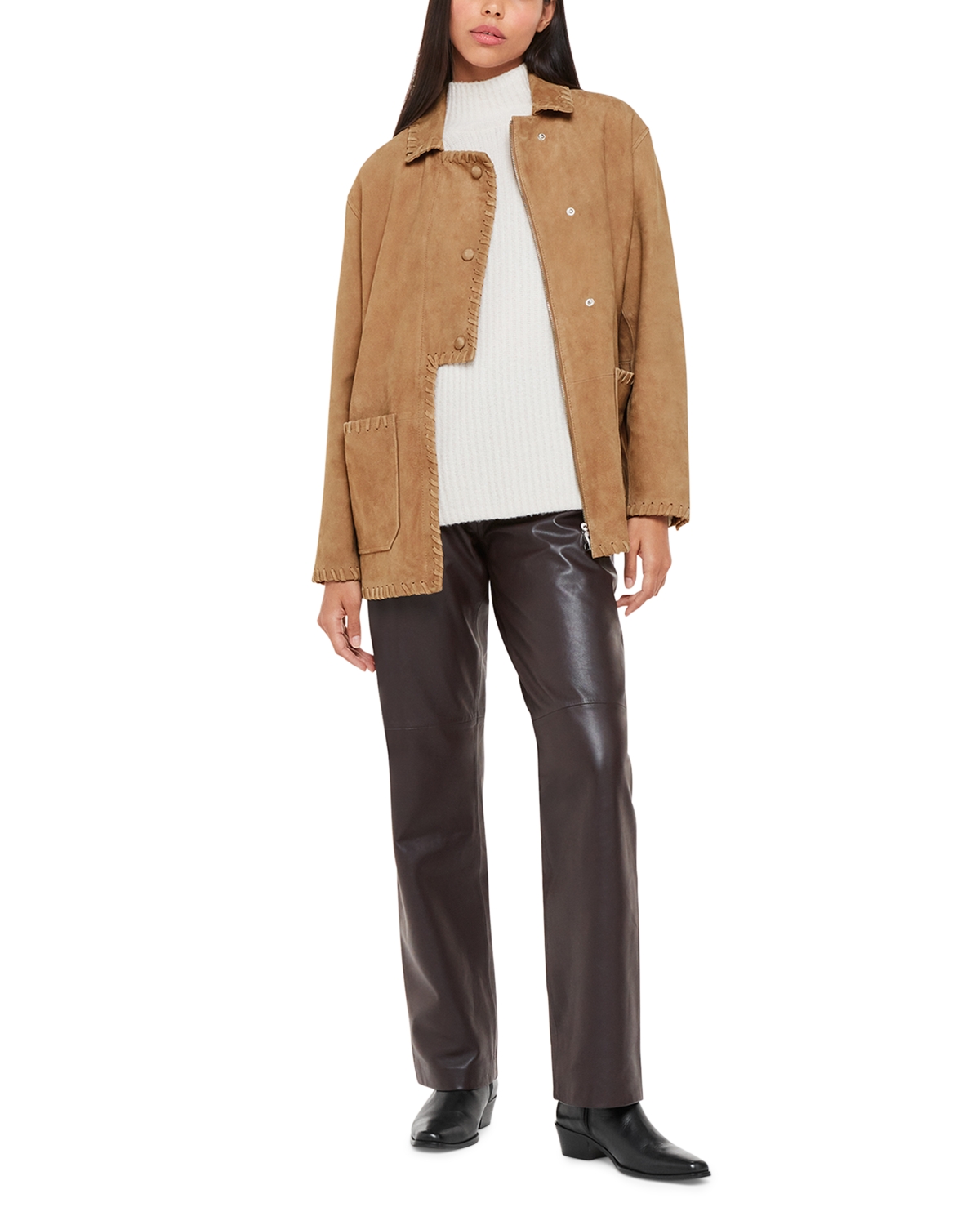WHISTLES Bohdi Western Suede Biker Jacket