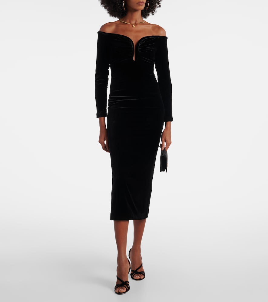 ROLAND MOURET Roland Mouret Off-Shoulder Midi Dress in Black