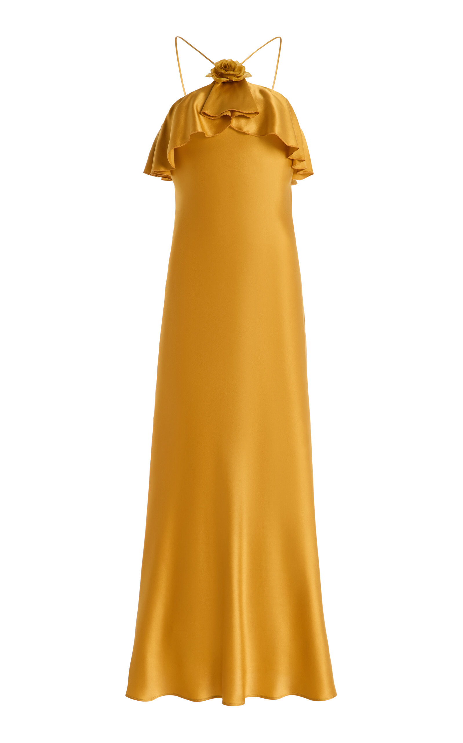 Rodarte Ruffled Halter Slip Dress - Gold - 60% Off | Editorialist