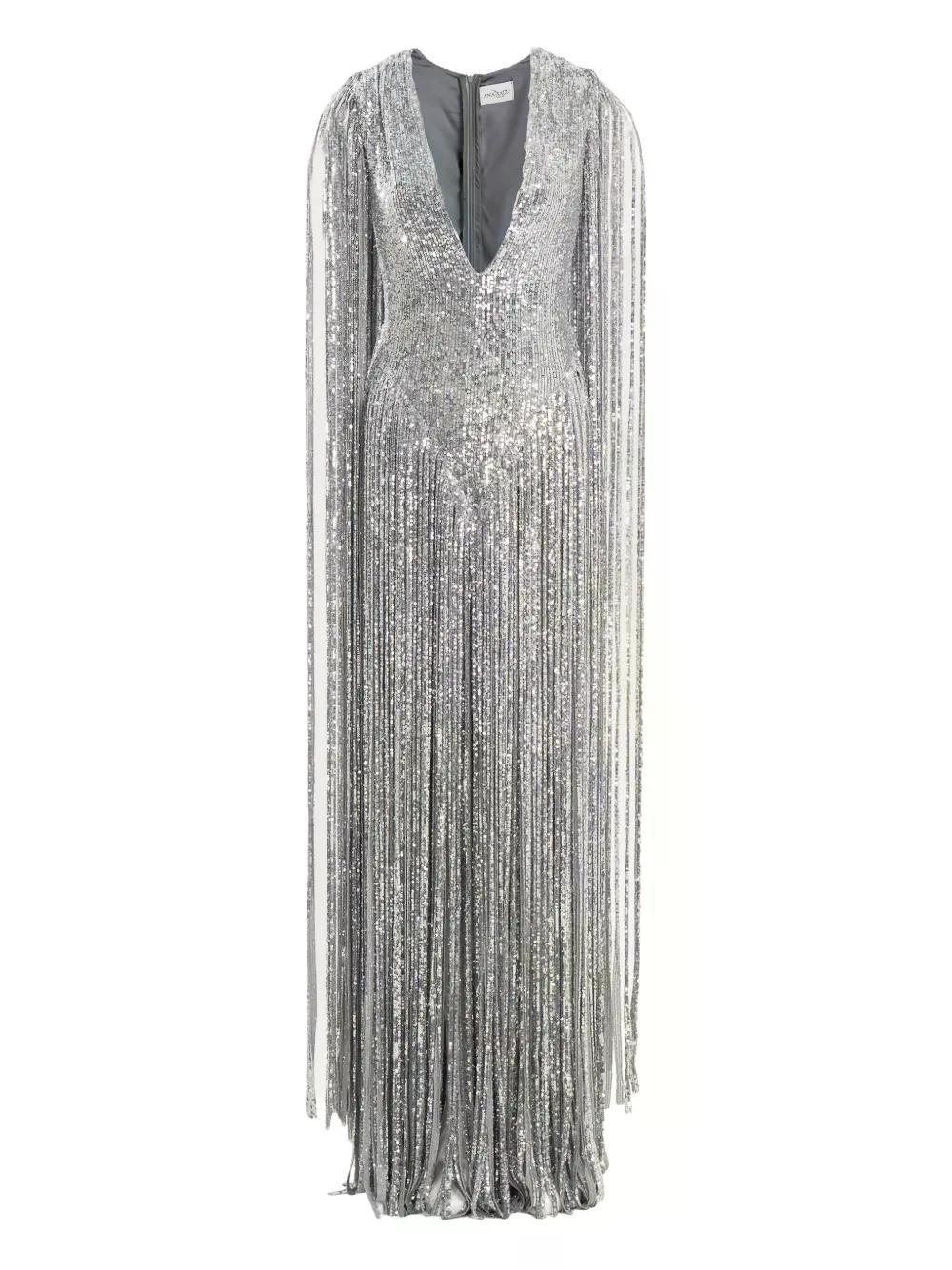 silver fringe dress with sleeves Long sleeve fringe pageant dress