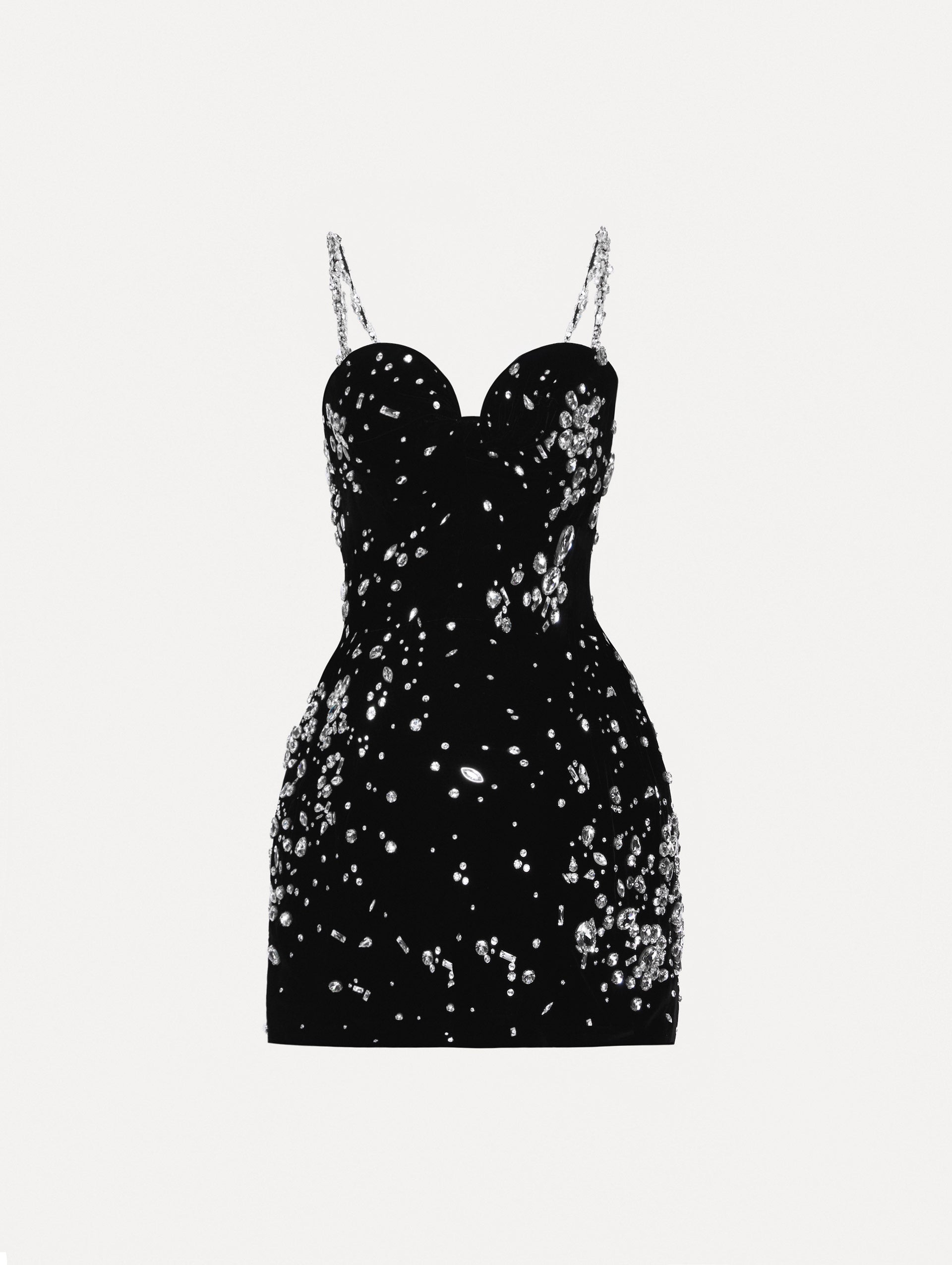 Oscar de La Renta Crystal-embellished Velvet Mini Dress - Black Oscar de La Renta Crystal-embellished Velvet Mini Dress - Black