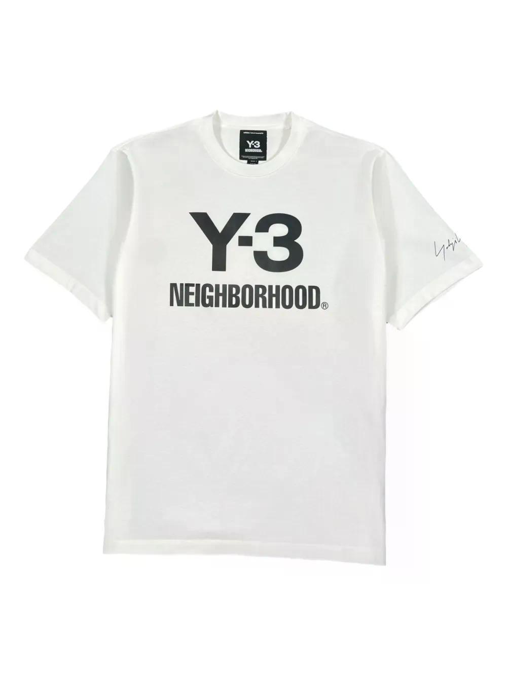 Y3 X Neighborhood Logo-Print T-Shirt - White | Editorialist