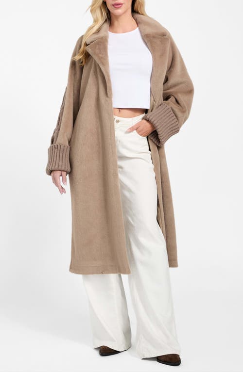 GUESS Lucrezia Faux Fur & Cable Knit Coat