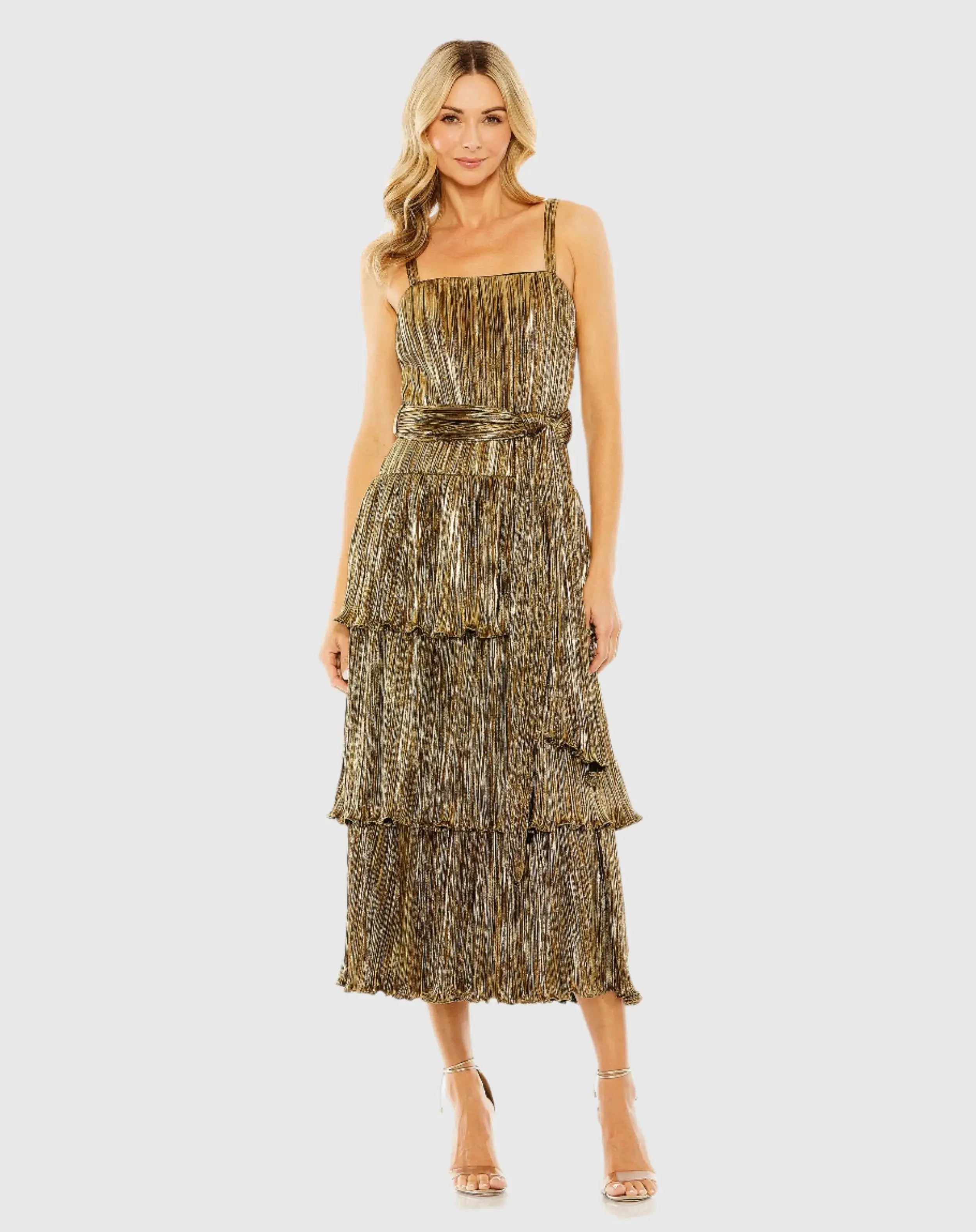 MAC DUGGAL Tiered Ruffle Dress