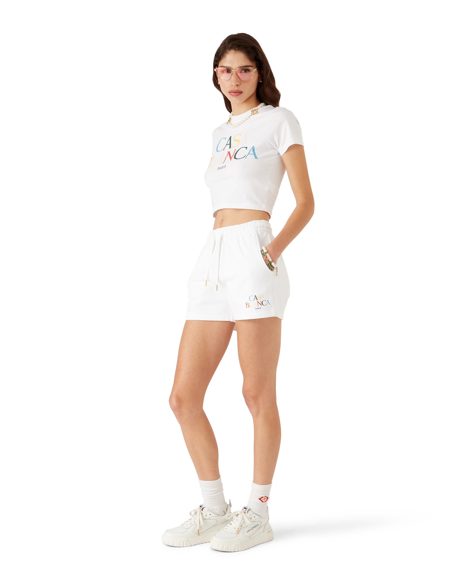 CASABLANCA Casablanca Paris Stacked Logo Sweatshorts in Off-White