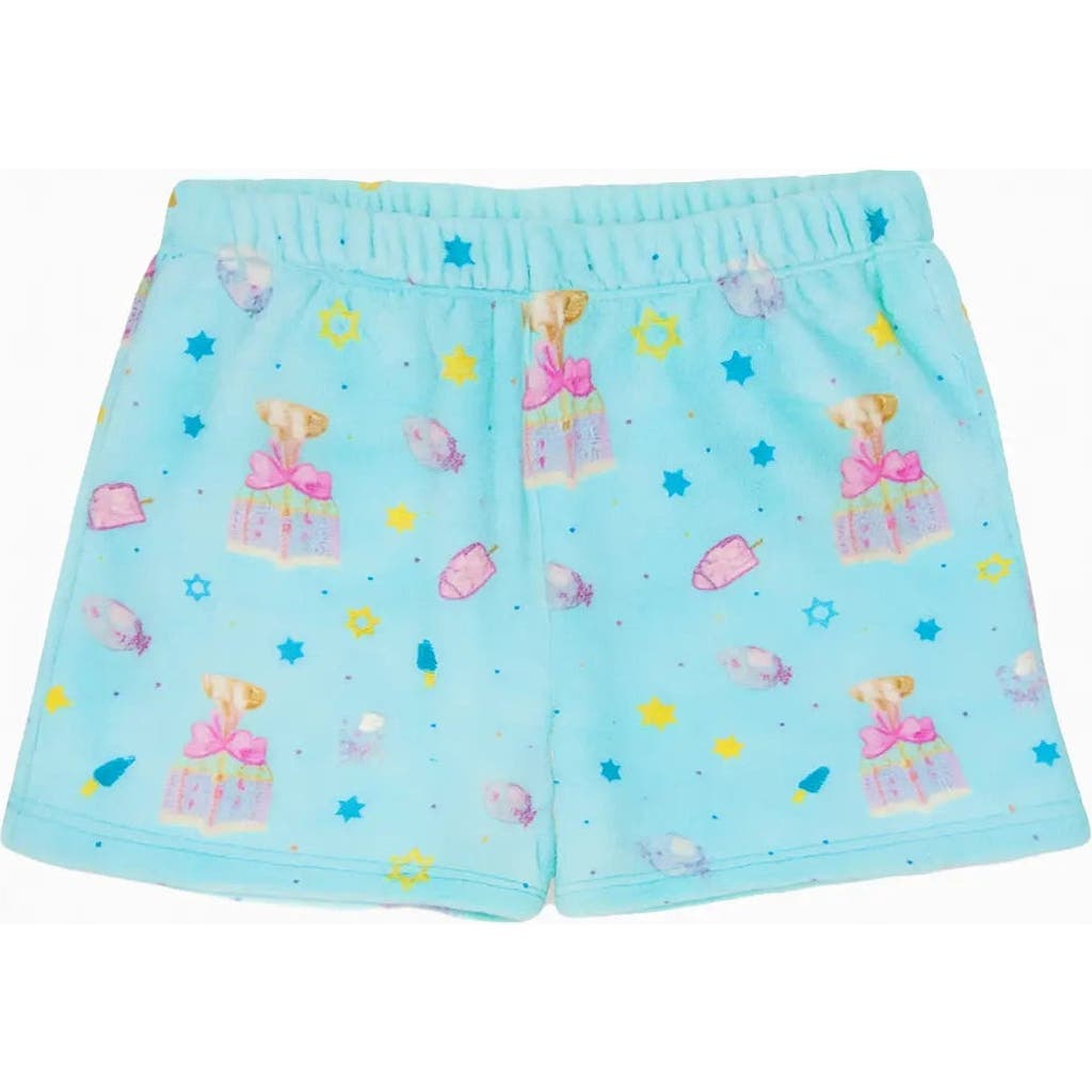 Preppy Goose Plush Hanukkah Lounge Shorts - Aqua | Editorialist