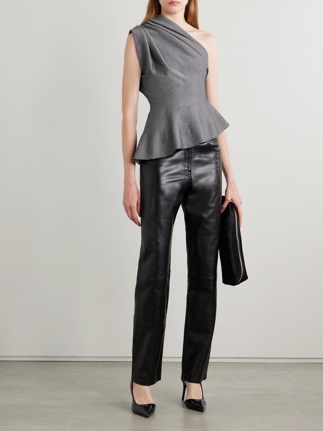 KHAITE Aimee Asymmetric One-Shoulder Lurex Top