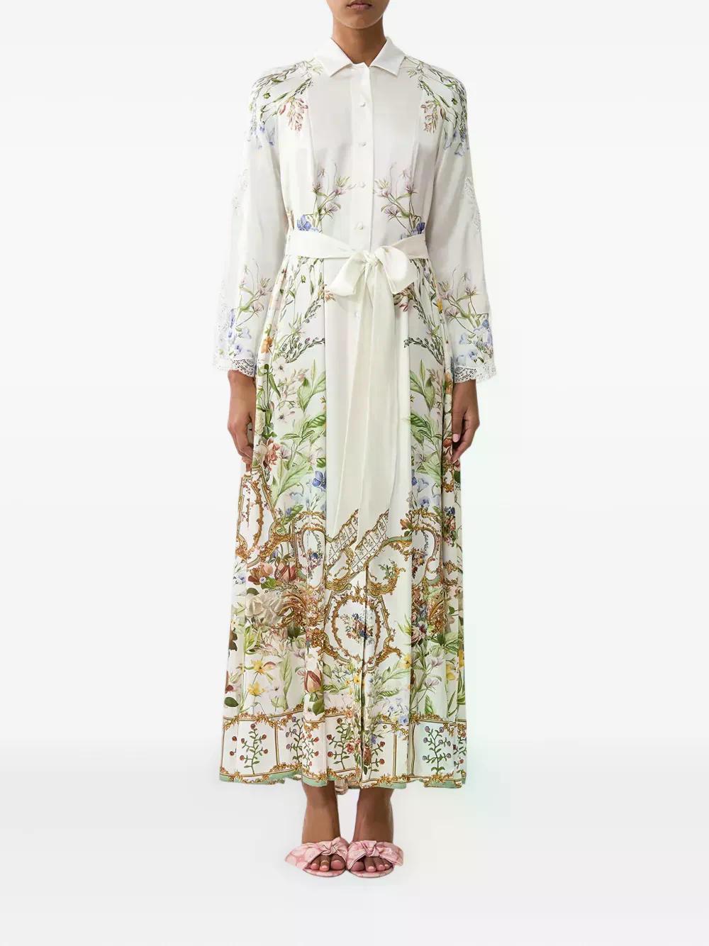 CAMILLA Floral-Print Lace-Detail Maxi Dress