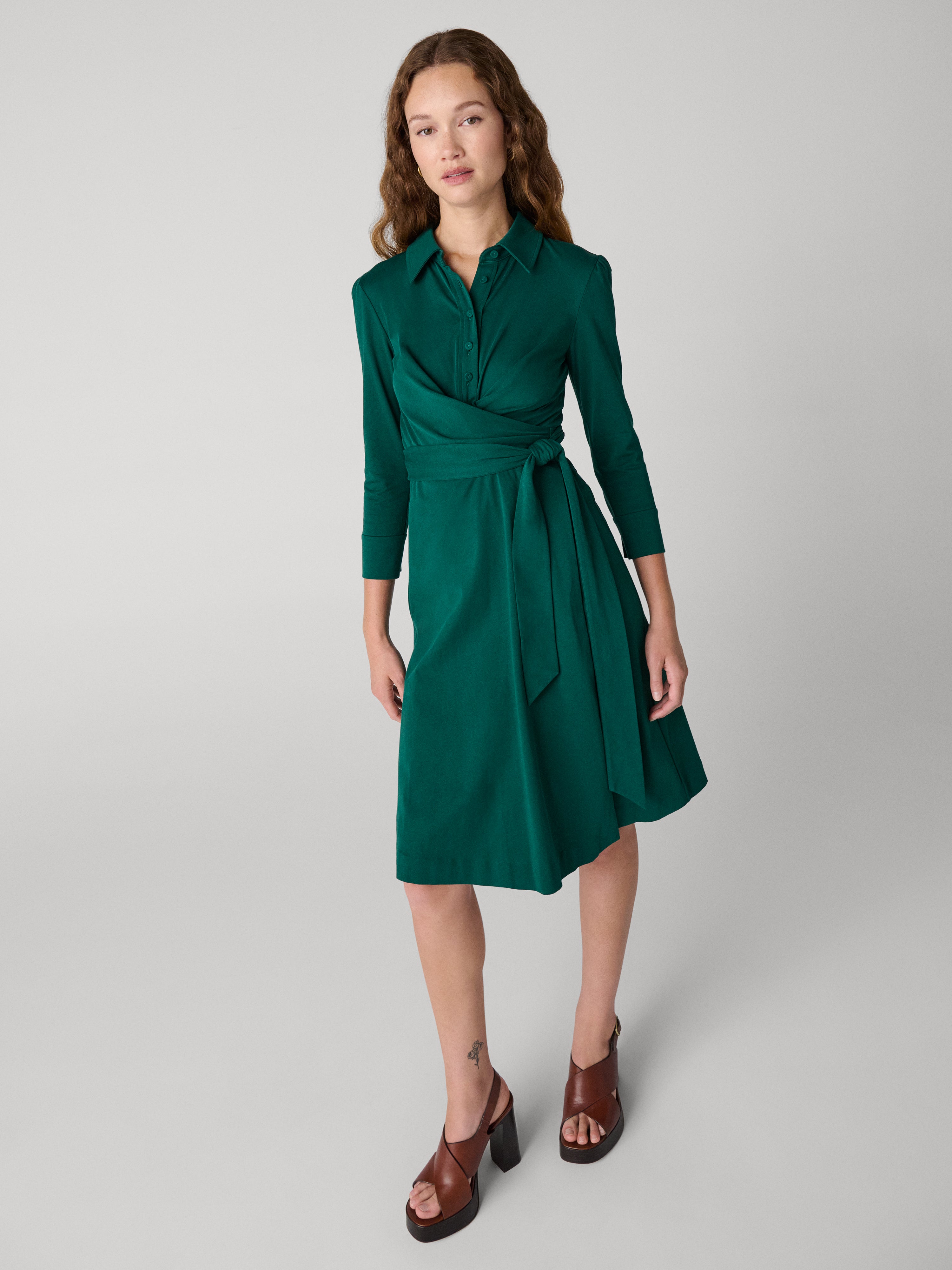 Diane Von Furstenberg Sana Knee Length Dress - Evergreen Diane Von Furstenberg Sana Knee Length Dress - Evergreen