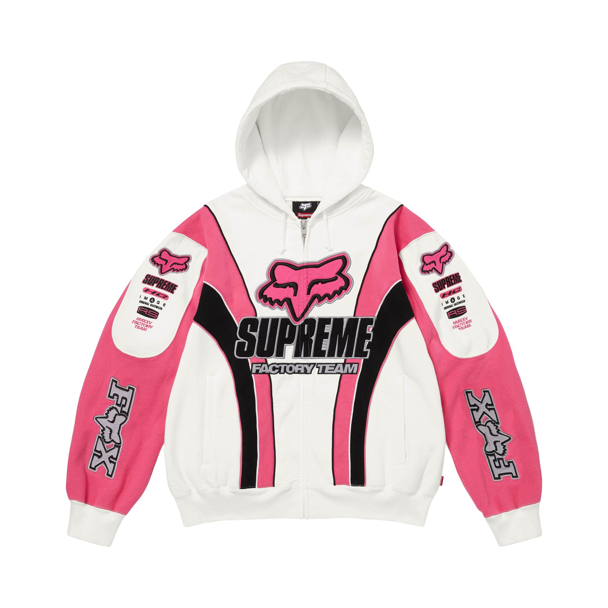 Supreme Fox Racing® Zip-Up Hoodie - White | Editorialist