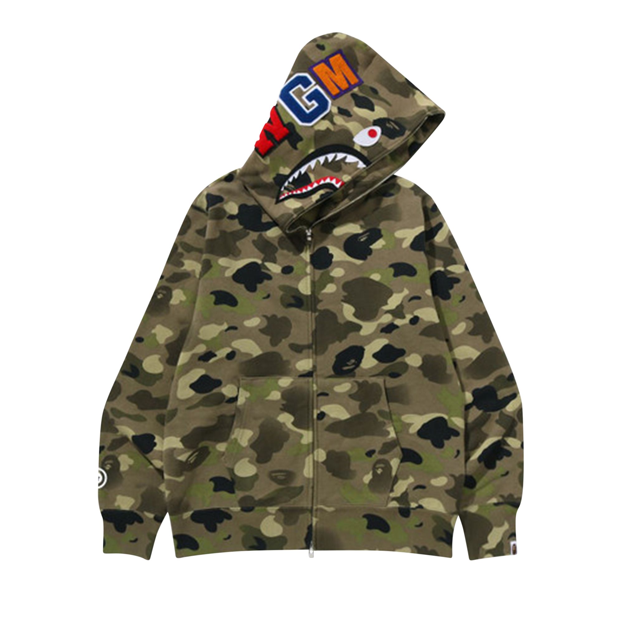 Bape Tree Edge Camo Laser Cut Shark Cropped Zip Hoodie - Brown