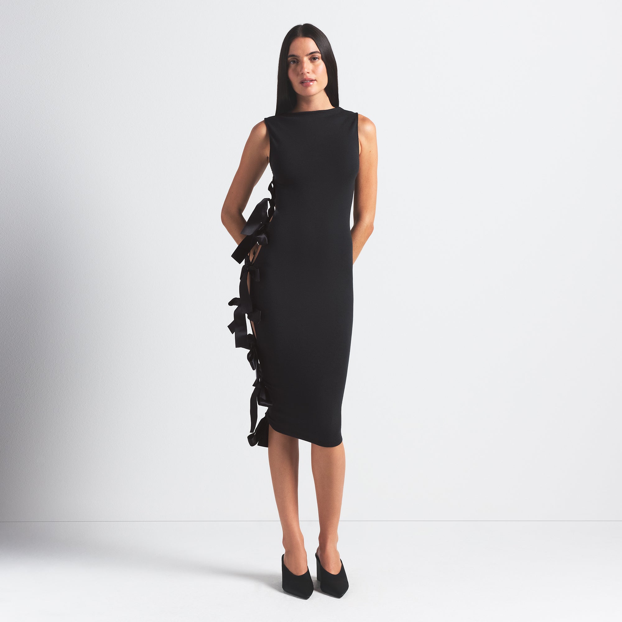 Skims Cloud Bow Midi Dress - Onyx | Editorialist
