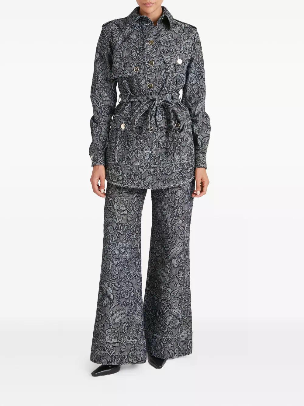 TEMPERLEY LONDON Floral-Print Belted Denim Jacket