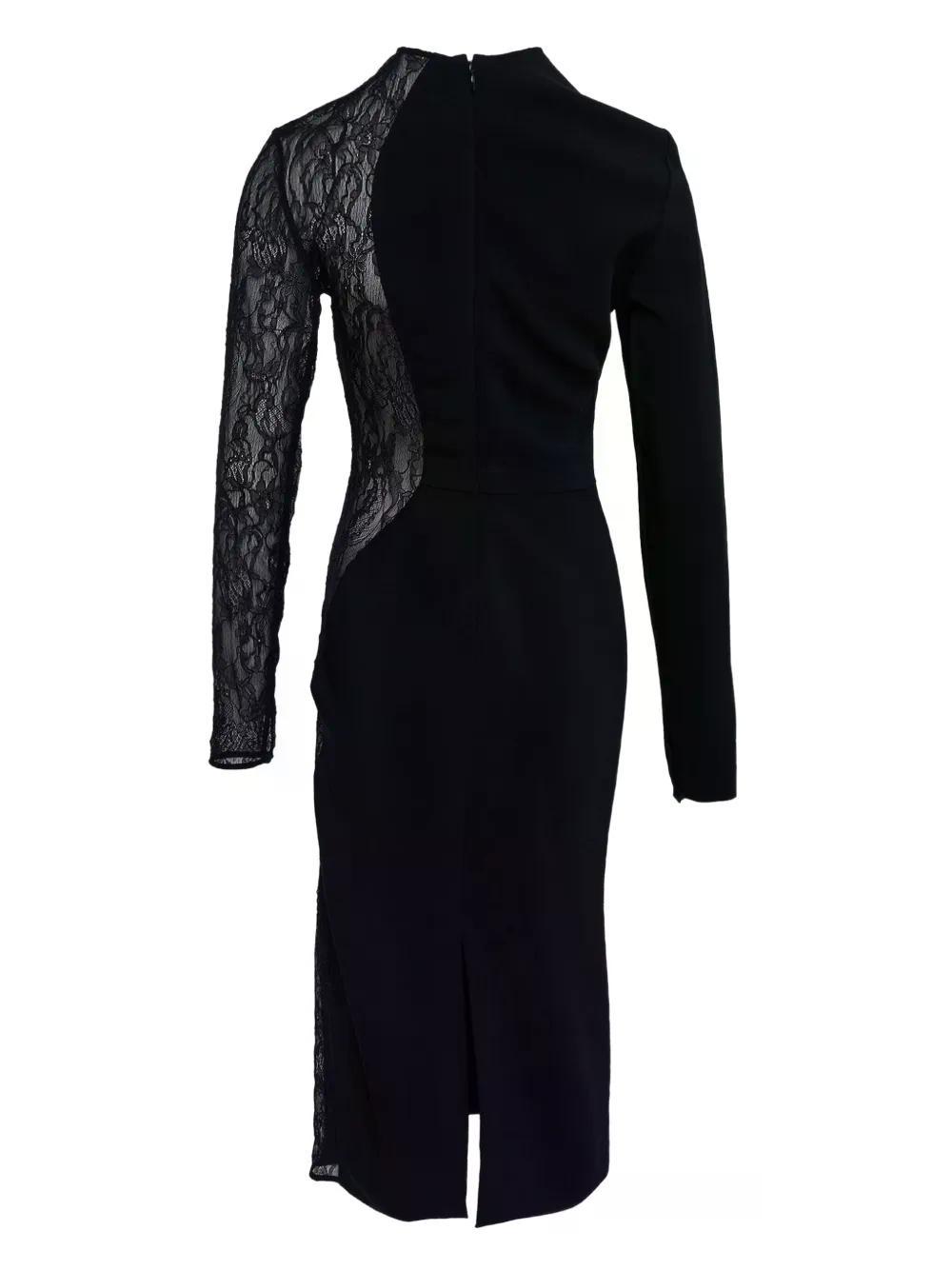 Adrianna Papell Pearl Trim Crepe Midi Dress In Black | Editorialist