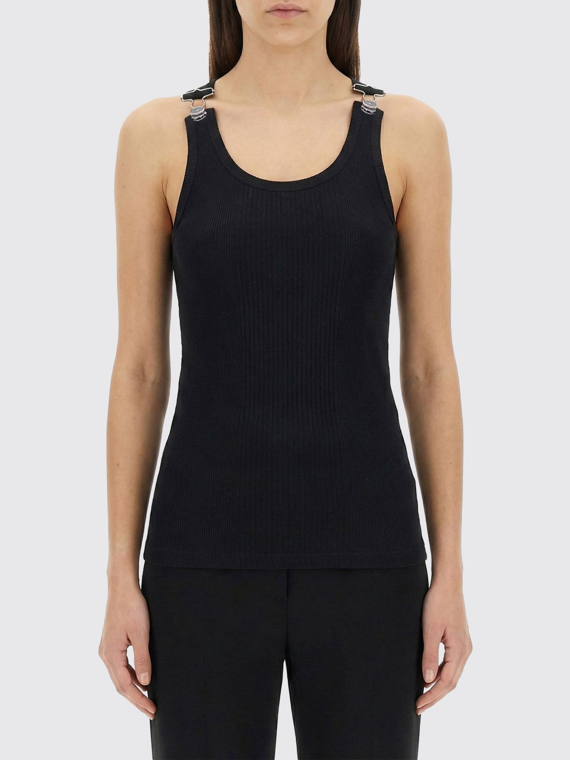 JEAN PAUL GAULTIER Jean Paul Gaultier Ribbed Tank Top with Embellished Shoulders