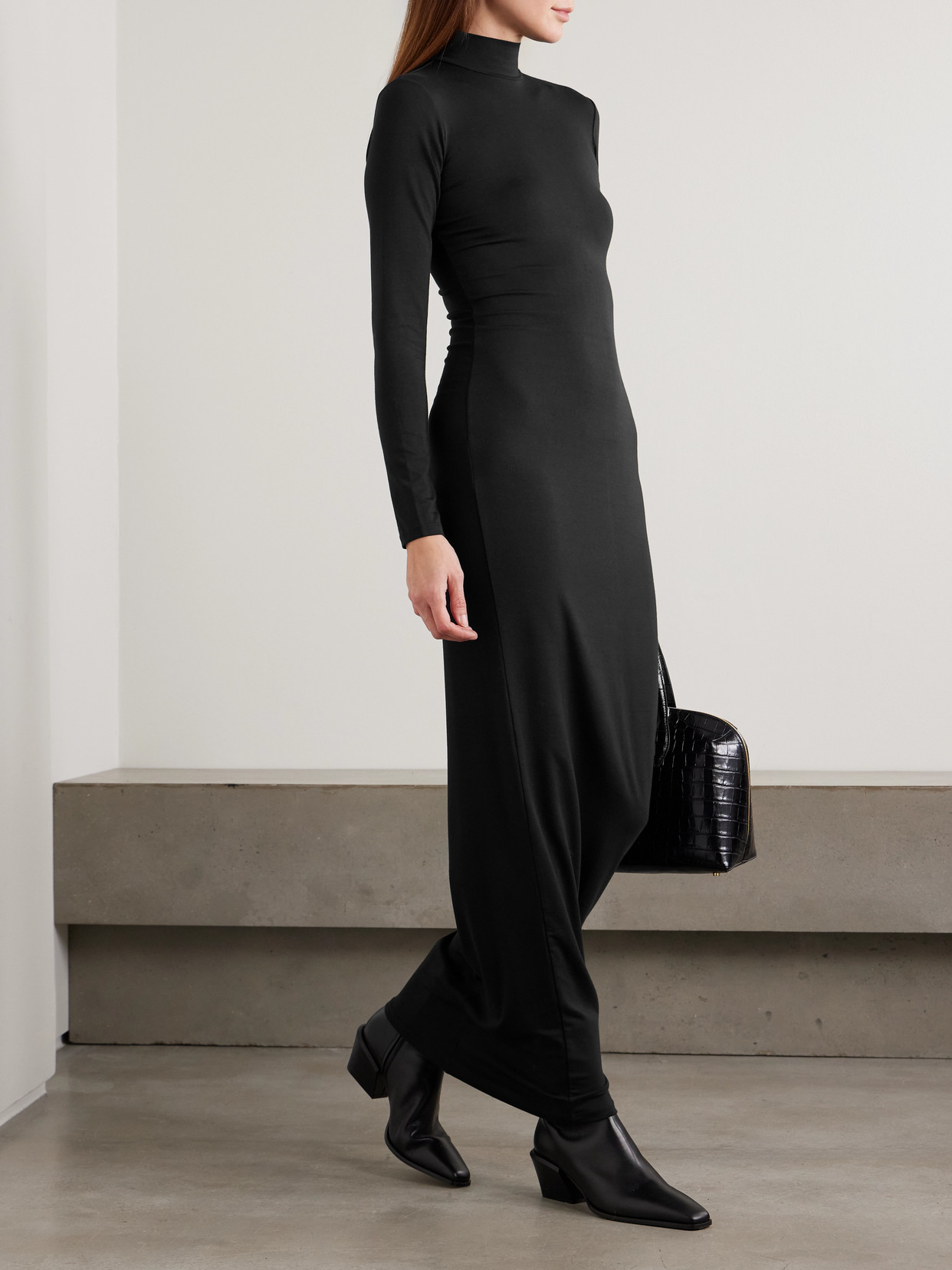 Skims Turtleneck Long Dress | Obsidian | Black | Smooth Layers | 3XL | 3X-Large | Plus Size