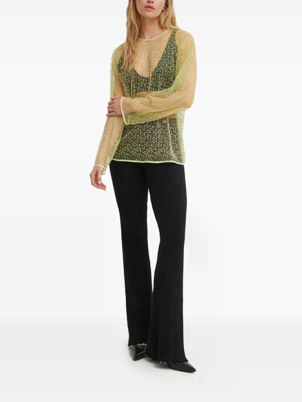 SAMSOE SAMSOE Beaded Long-Sleeve Blouse