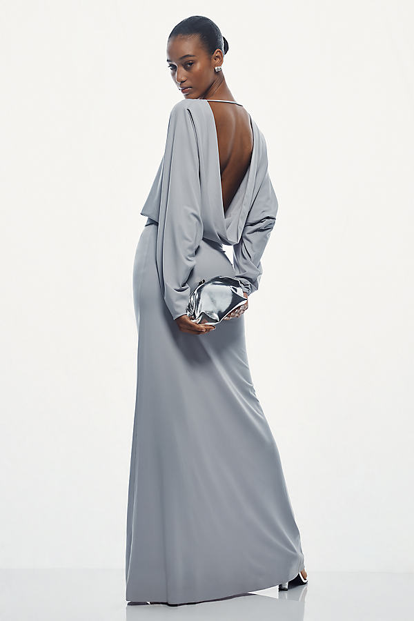 Misha Collection Zephyr Long-Sleeve Jersey Maxi Dress In Grey - 33