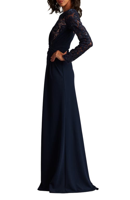 Tadashi Shoji Lace Bodice Bell Sleeve Gown - White/ Black | Editorialist Tadashi Shoji Lace Bodice Bell Sleeve Gown - White/ Black | Editorialist