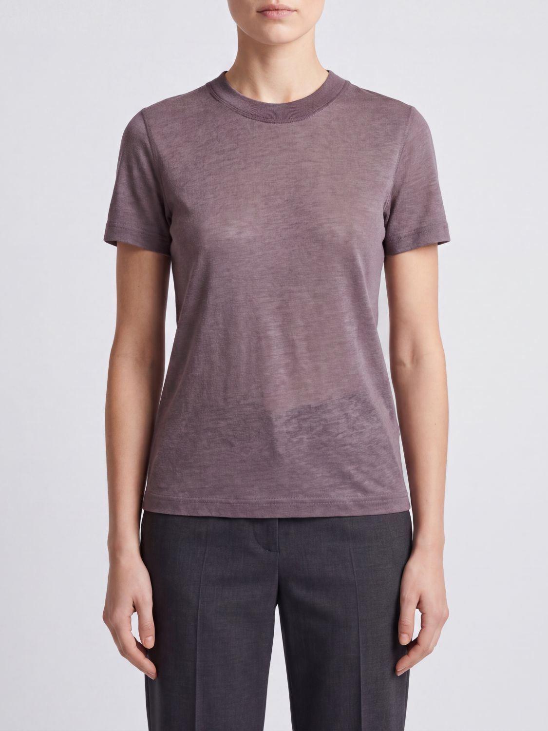 FILIPPA K Filippa K Short-Sleeved T-Shirt in Lyocell and Cashmere Blend