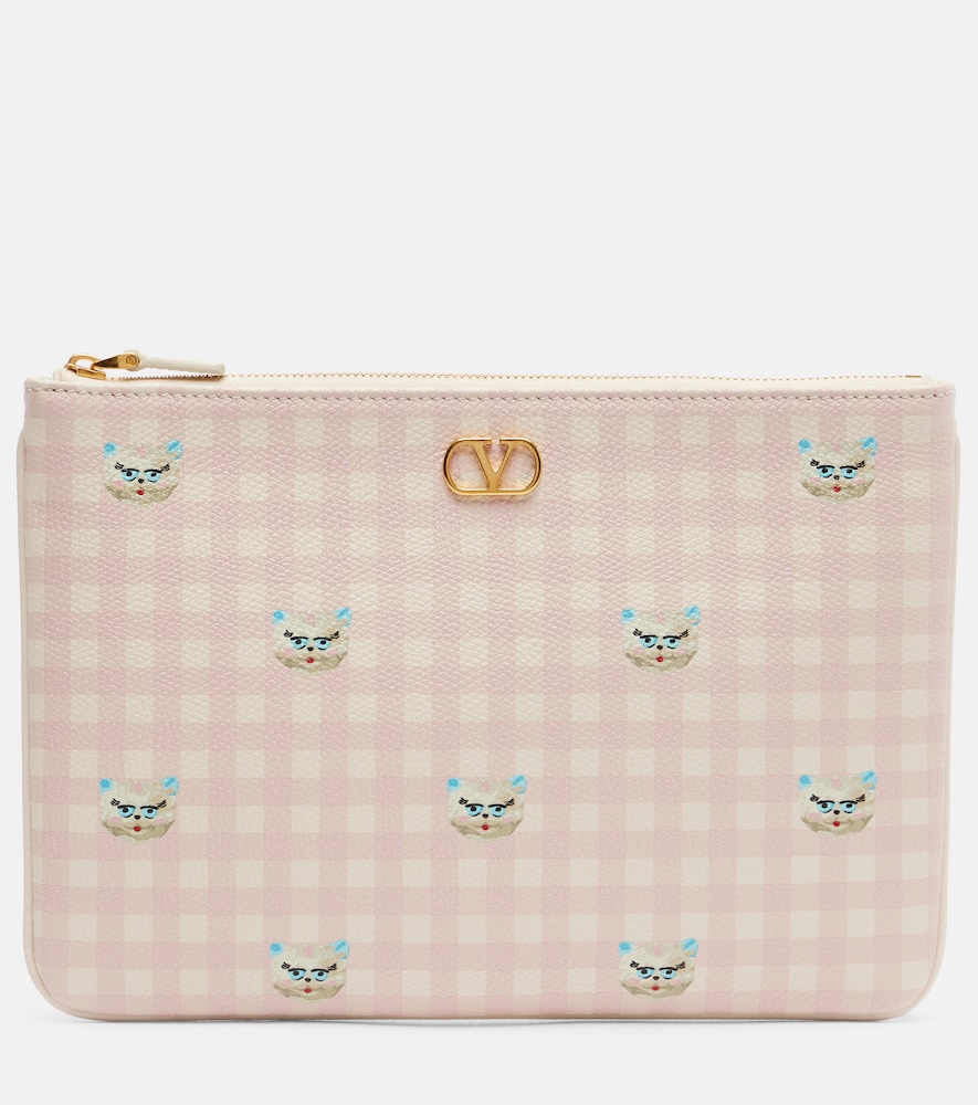 VALENTINO VLogo Medium Printed Leather Pouch