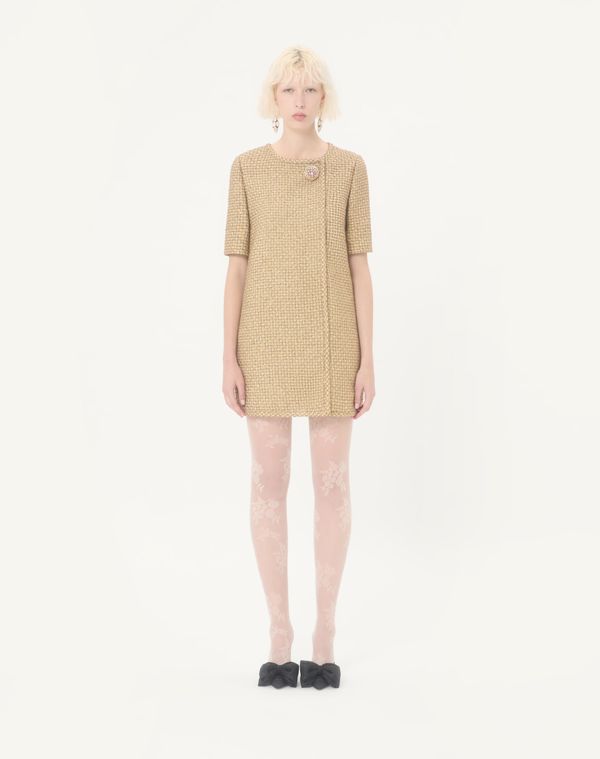 VALENTINO Short Canestrello Lurex Tweed Wrap Dress