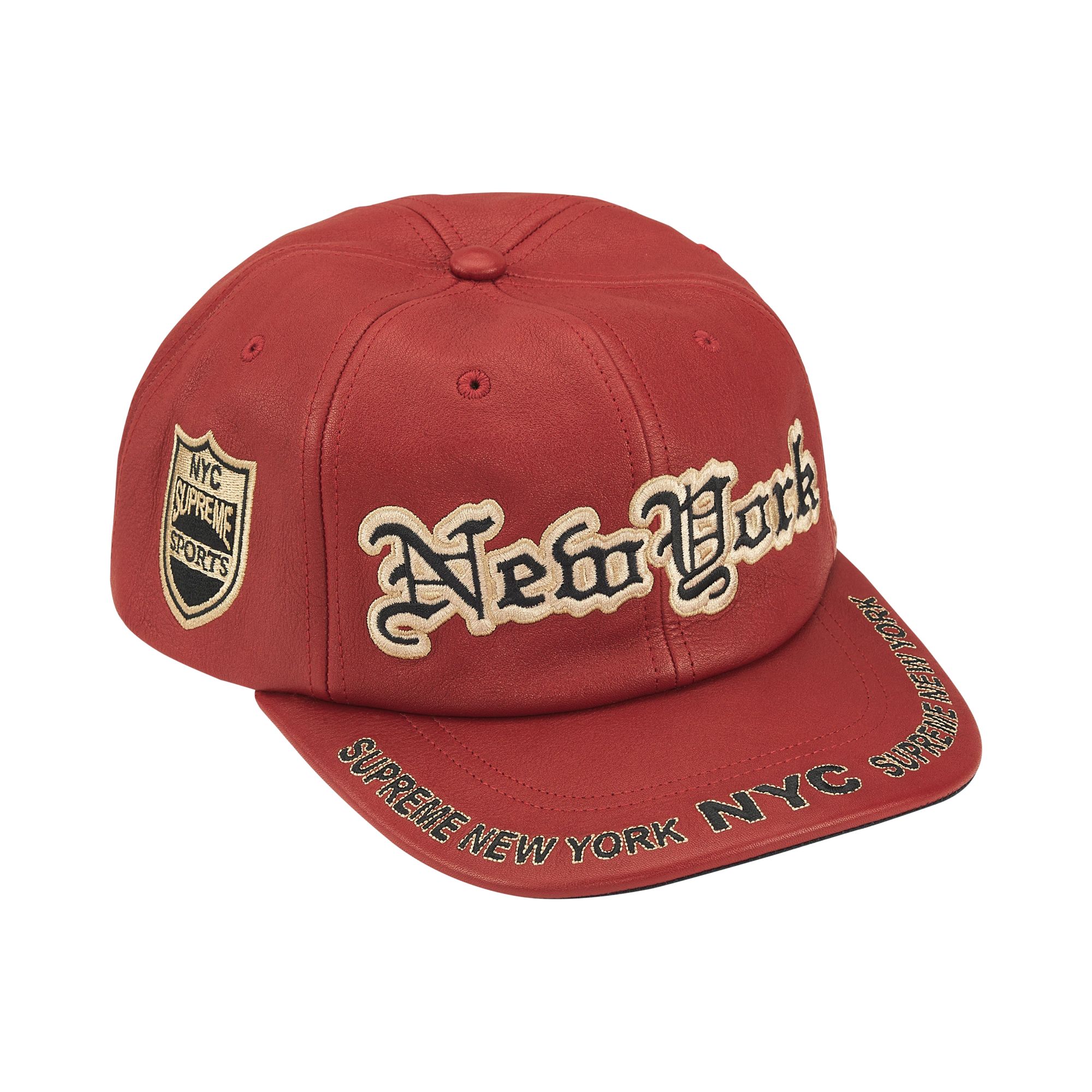 Supreme Leather 6-Panel Hat - Red | Editorialist