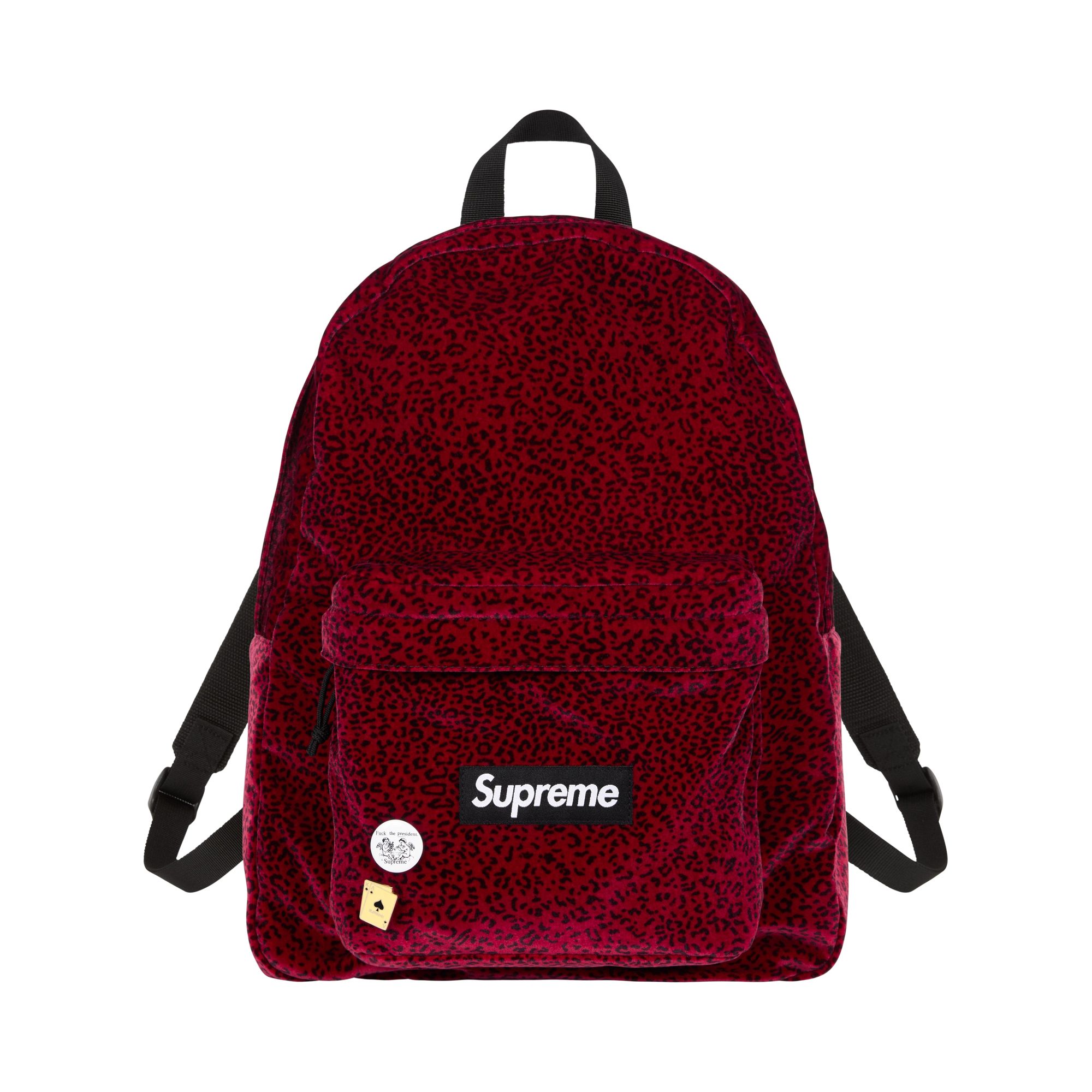 Supreme Leopard Fleece Backpack - Red | Editorialist