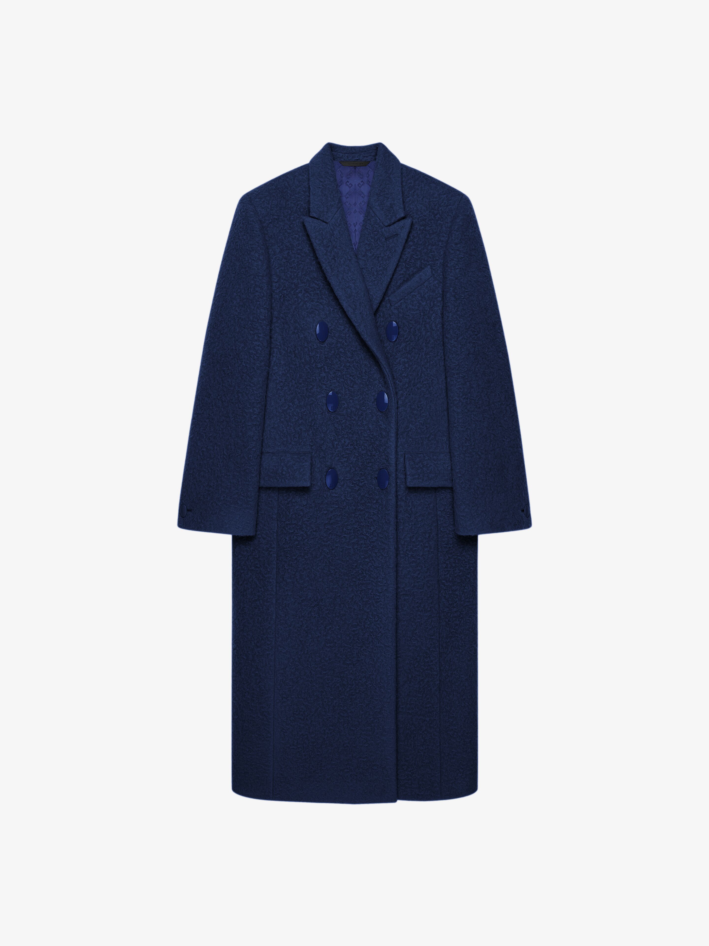 Givenchy Alpaca Bouclette Wool Coat In Saphir Blue - 40% Off | Editorialist