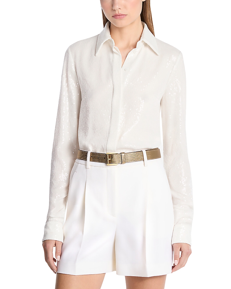 MICHAEL KORS Michael Kors Collection Linear Sequin Hansen Silk Shirt