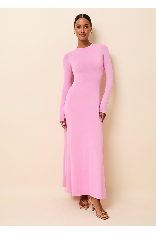 dora a line dress in pink Women's Dora A-line Straight Across Neck Faux Fur Mini Dress S/M/L Pink  MEAN BLVD main image 0